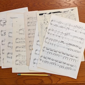 20 Large Vintage Sheet Music Pages, Authentic Antique Music Pages ...