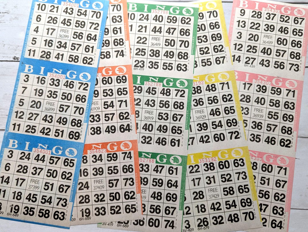 Paper Bingo Cards, Number Ephemera, 75 Bingo Cards, Ephemera Pack, Blue ...