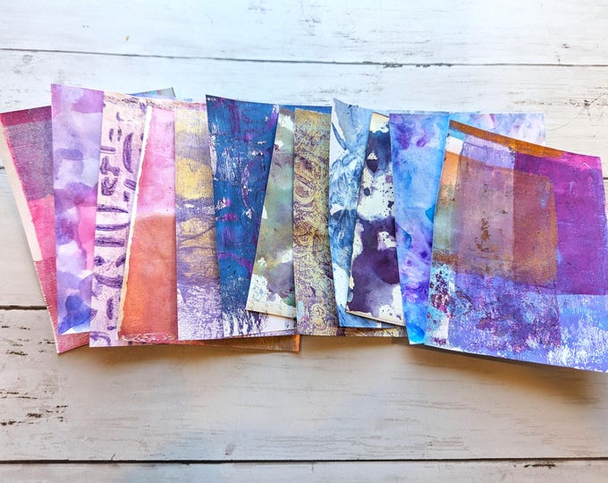 Colorful Hand Painted Mixed Media Papers for Collage | Papers ...