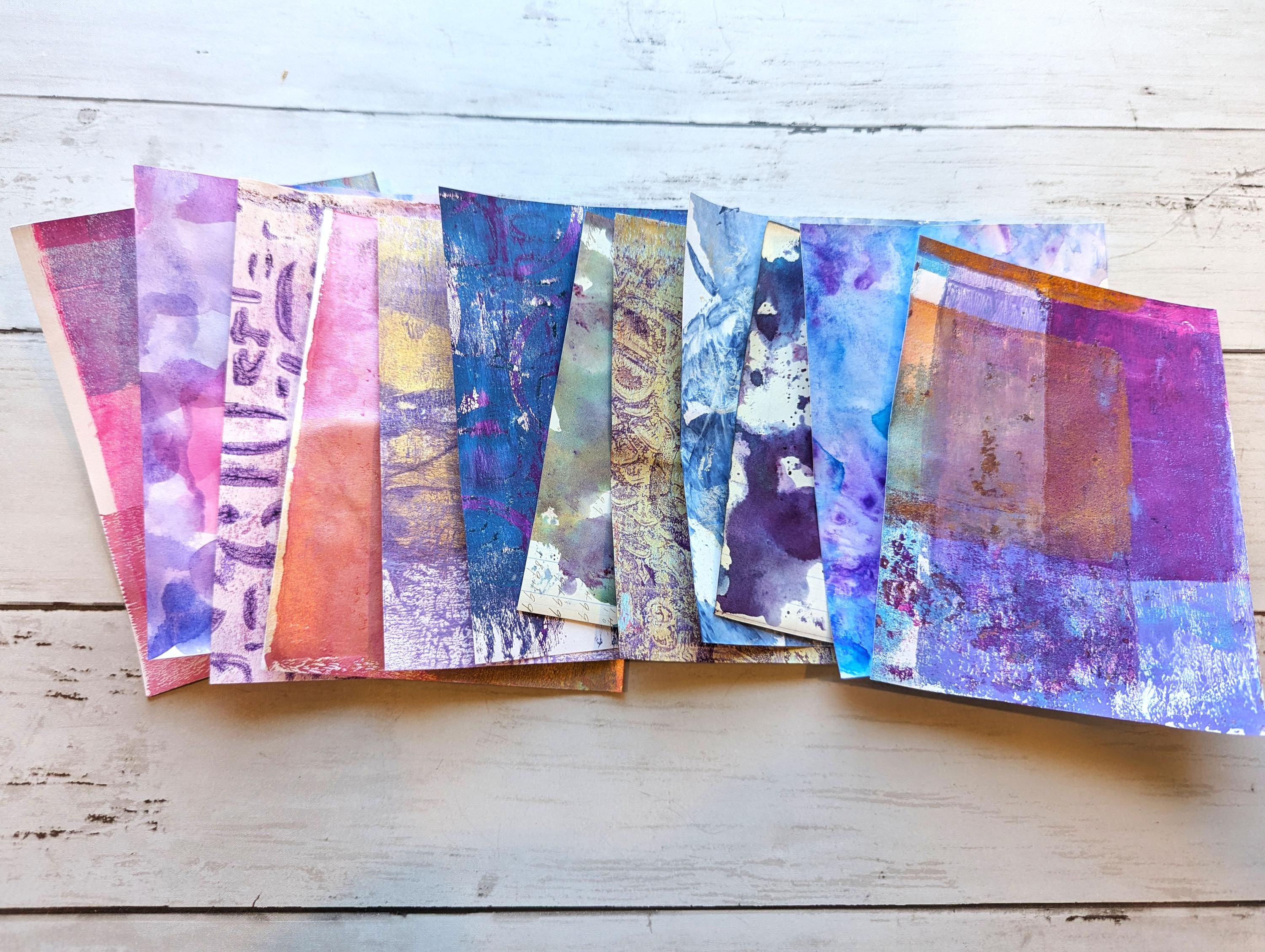 Colorful Hand Painted Mixed Media Papers for Collage | Papers ...