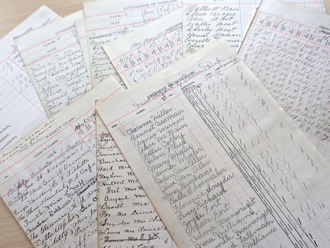 10 Ledger Pages Handwriting, Ephemera Ledger Pages, Retro Ledger Pages ...