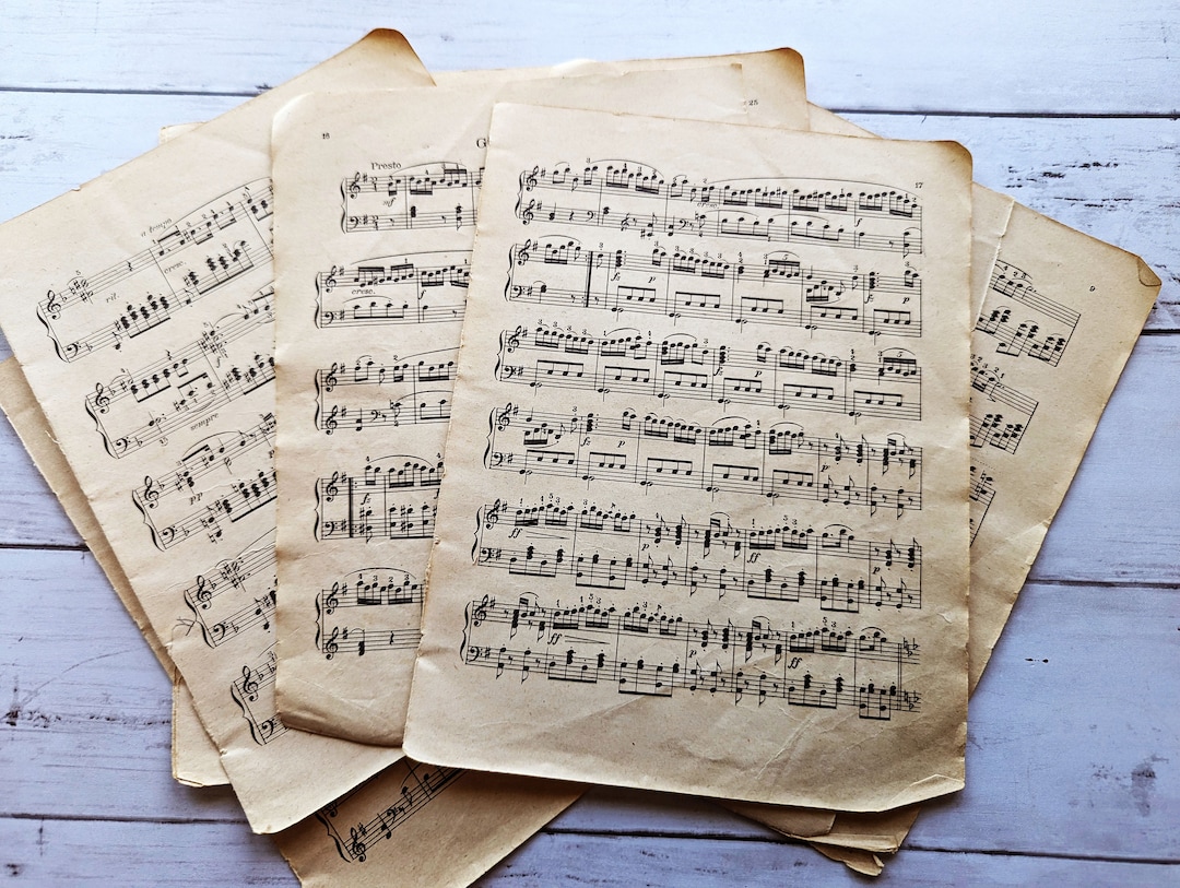 10 Small Vintage Sheet Music Pages, Piano Pieces, All Pieces With Music ...