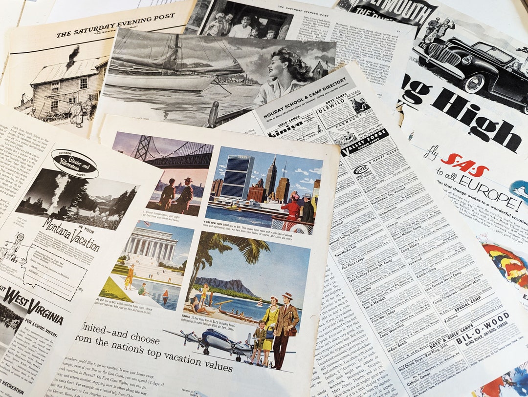 20 Vintage Magazine Pages 1940s 1950s, Actual Pages, Ephemera ...
