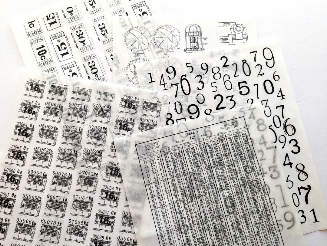 Translucent Decopage Number Paper: Vintage Ephemera for Art and Junk ...