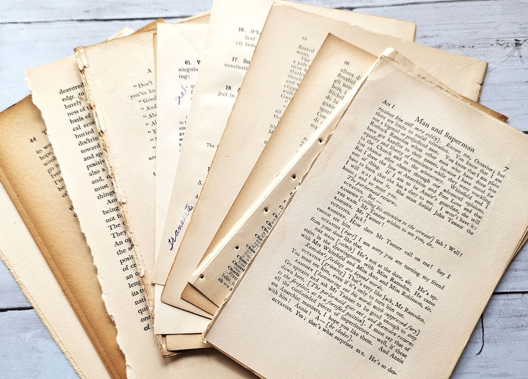 Vintage Book Pages Paper Pack, Unique Ephemera for Junk Art Journals ...