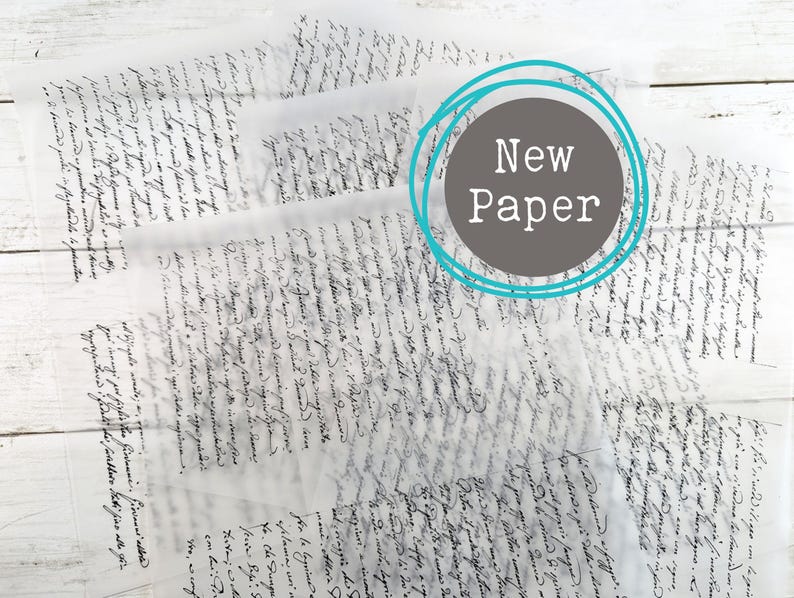 Italian Script Paper: Ephemera for Art and Junk Journals, Translucent ...