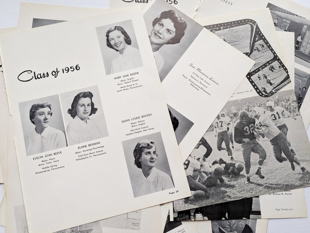 20 Vintage Yearbook Pages Dated From the 50s, Art Journal, Junk Journal ...