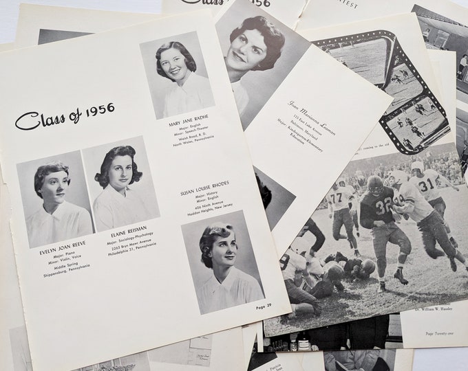 20 Vintage Yearbook Pages Dated From the 50s, Art Journal, Junk Journal ...