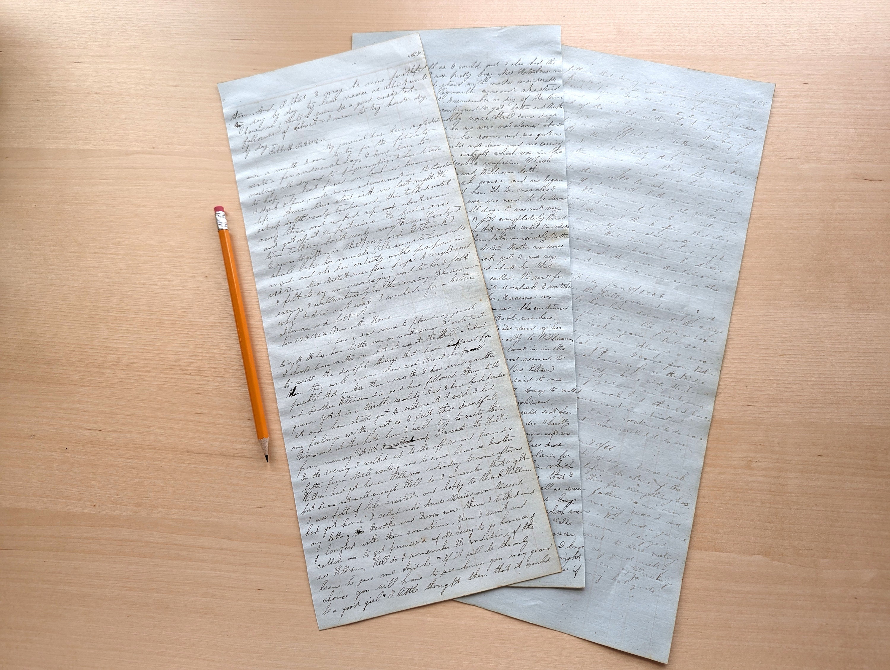 5 Tall Blue Vintage Ledger Pages From Pennsylvania With Handwriting ...