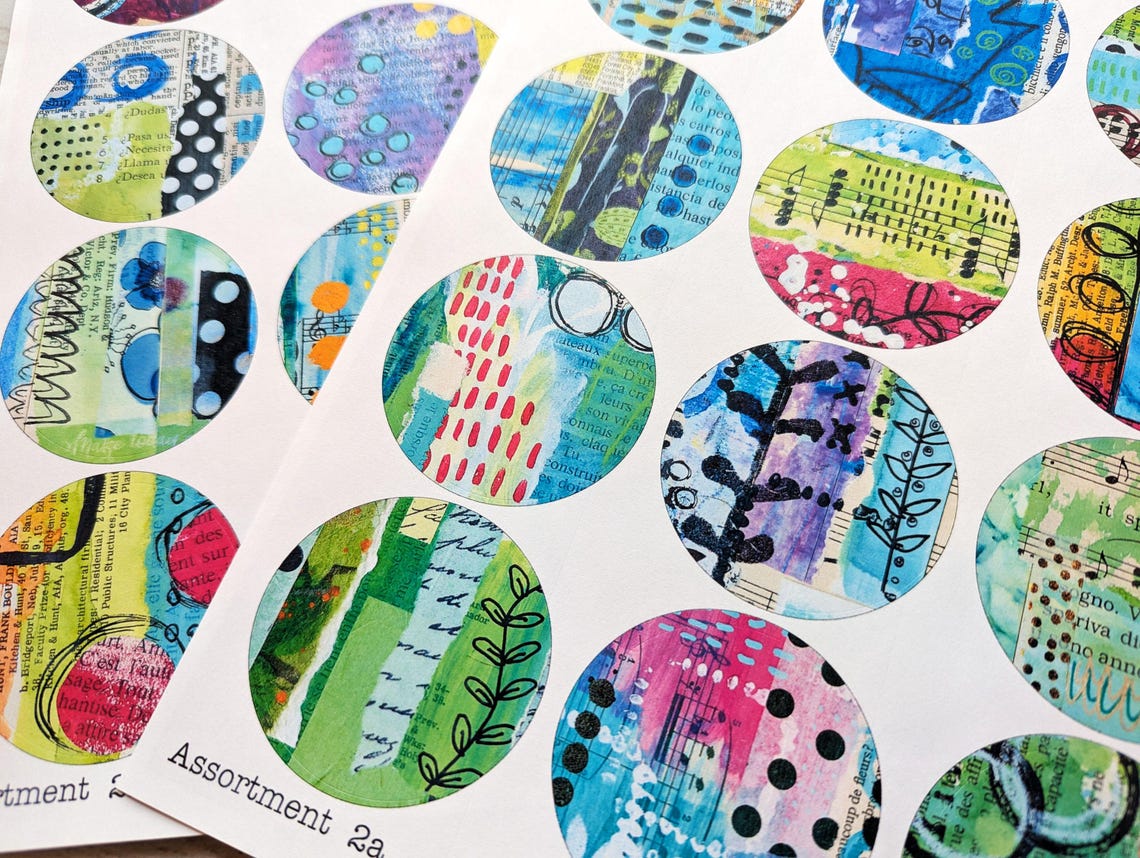 Colorful Mixed Media Stickers | Collage Ephemera for Junk Journals ...