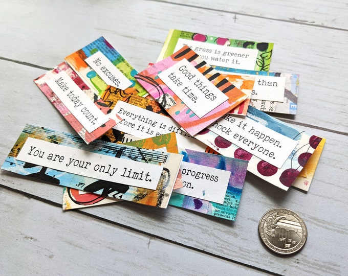 12 Motivational Shorts Altered Collage Tags for Art and Junk Journaling ...