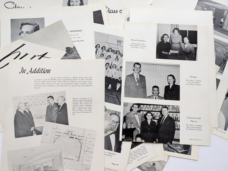 20 Vintage Yearbook Pages Dated From the 50s, Art Journal, Junk Journal ...