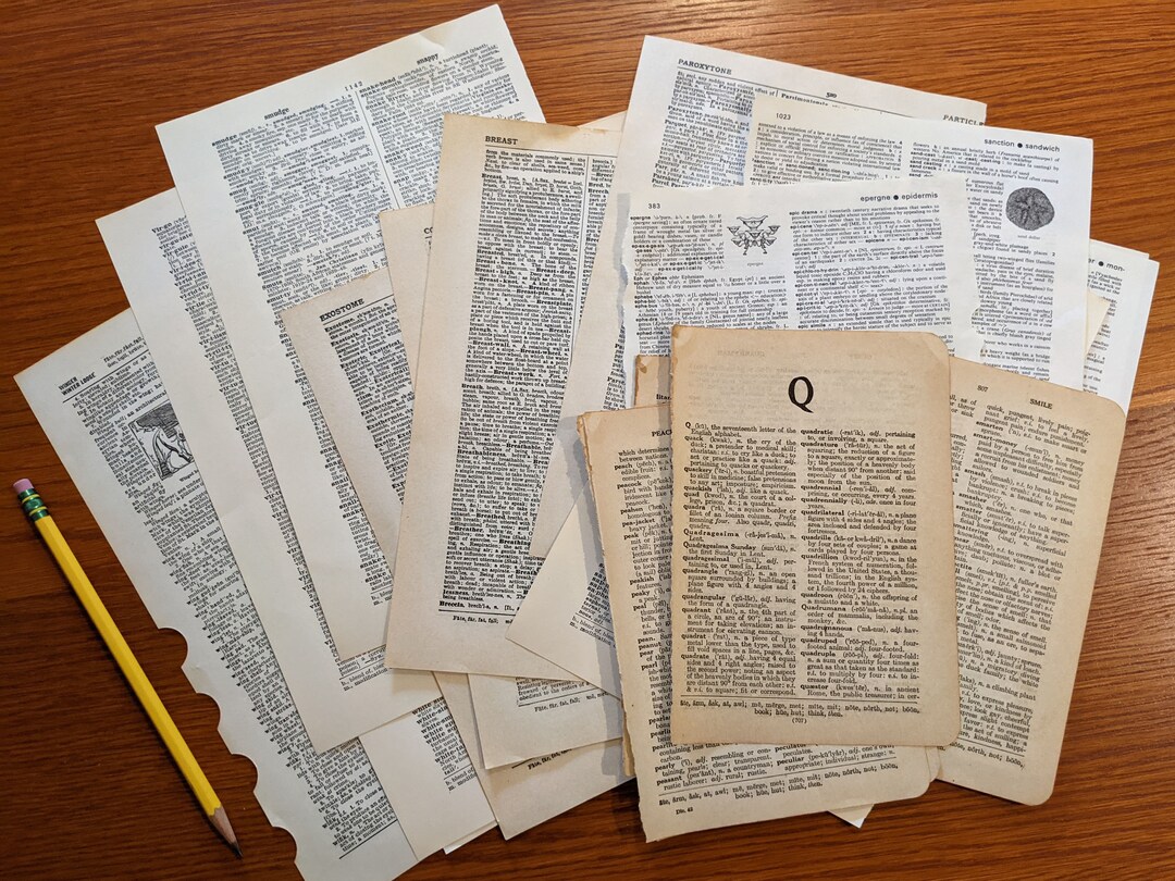 30 Sheets Vintage Illustrated Dictionary Pages, Old Dictionary Pages ...