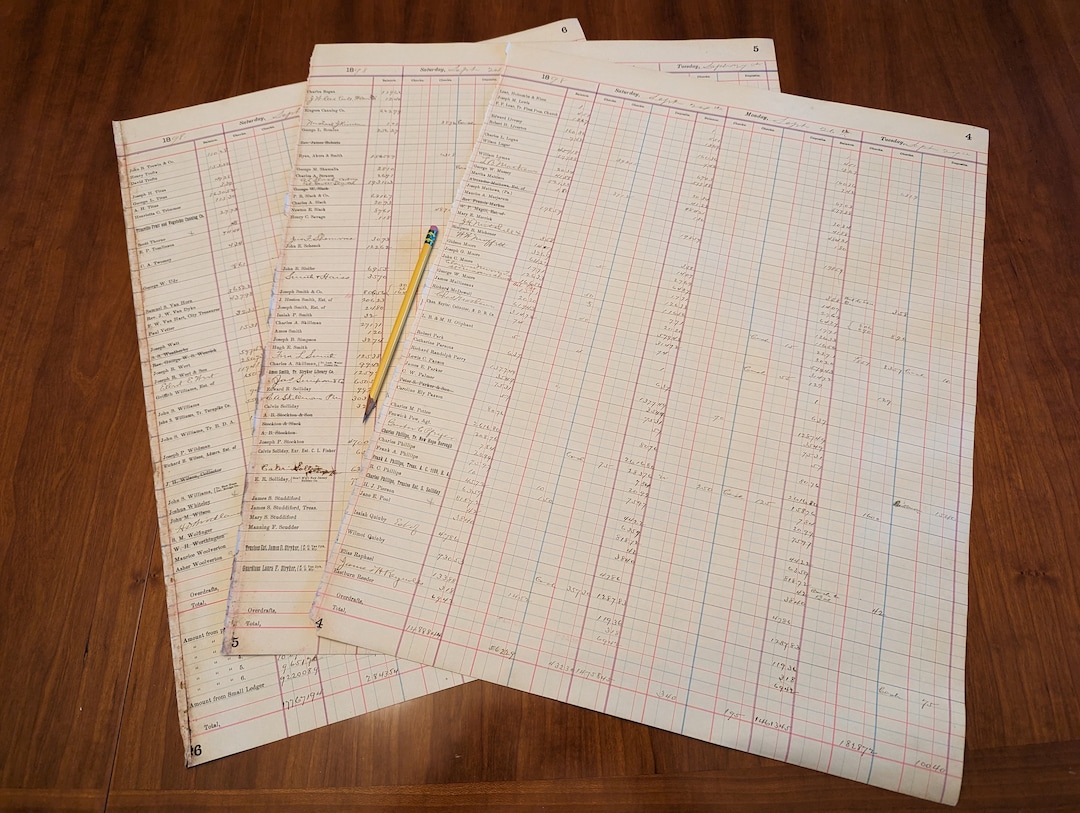 3 HUGE Ledger Pages, Ledger Pages With Handwriting, Ephemera Ledger ...