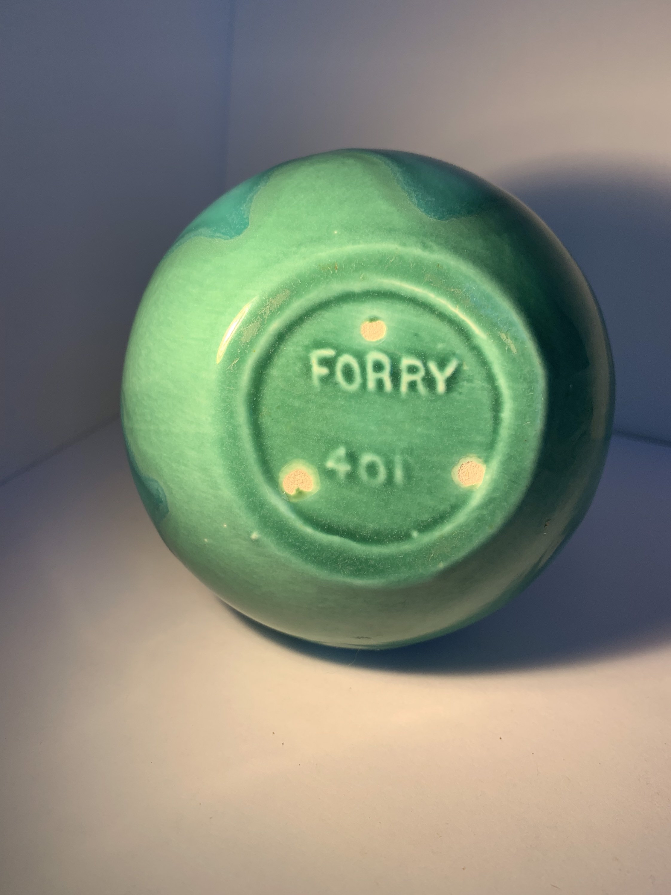 Forry Green Pottery Vase, Craftsman Style, Green Pottery Vase, Marked ...