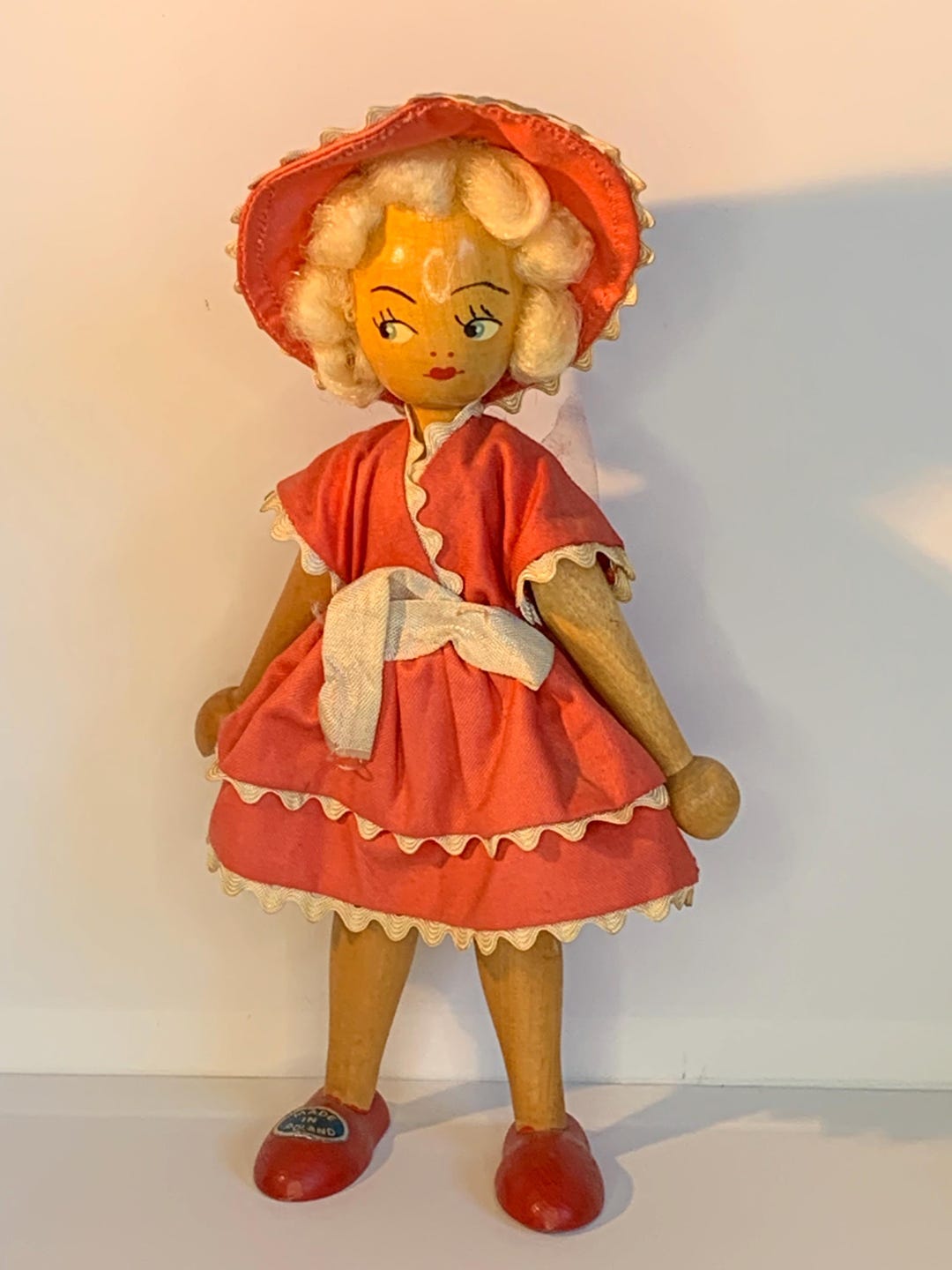 Vintage Wooden Polish Peg Doll Original Tag Still on Foot. - Etsy