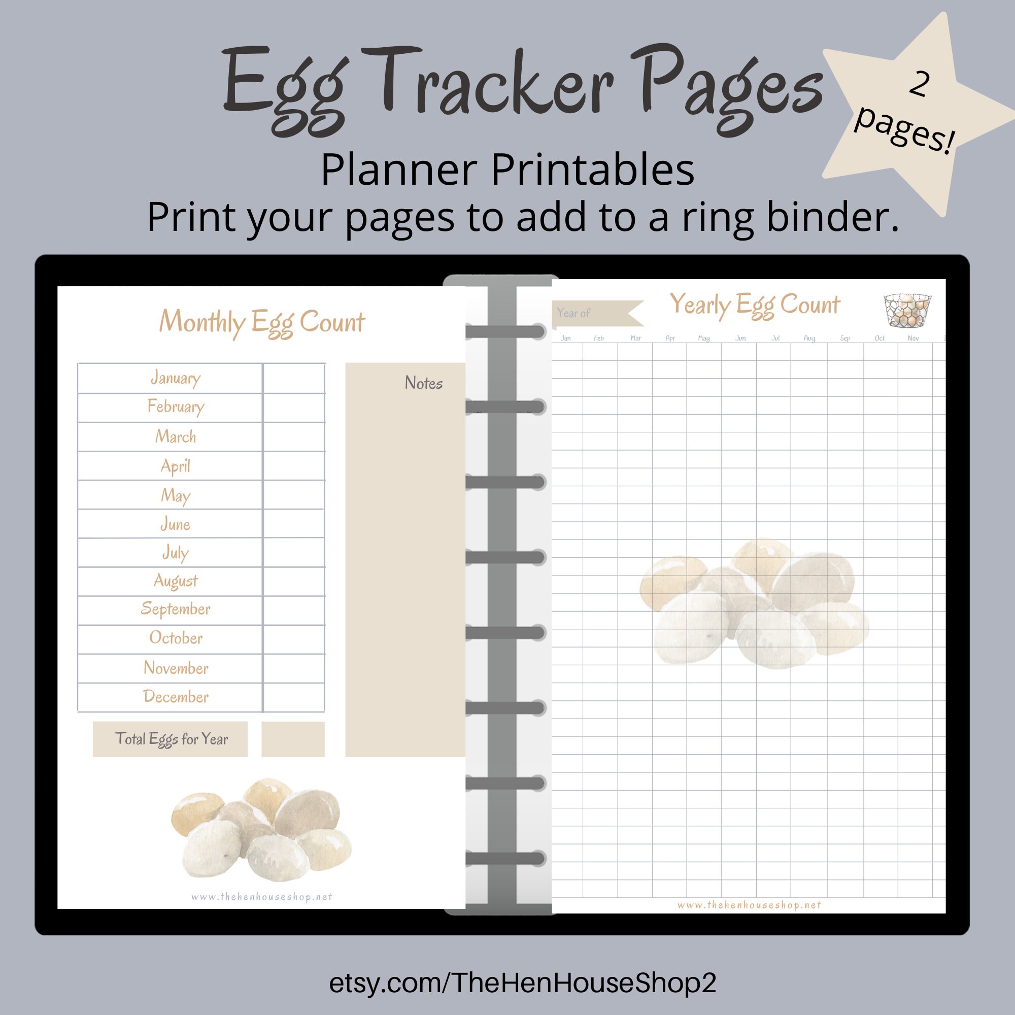 Printable Egg Tracker Pages Record Keeping Egg Management Writing Page ...
