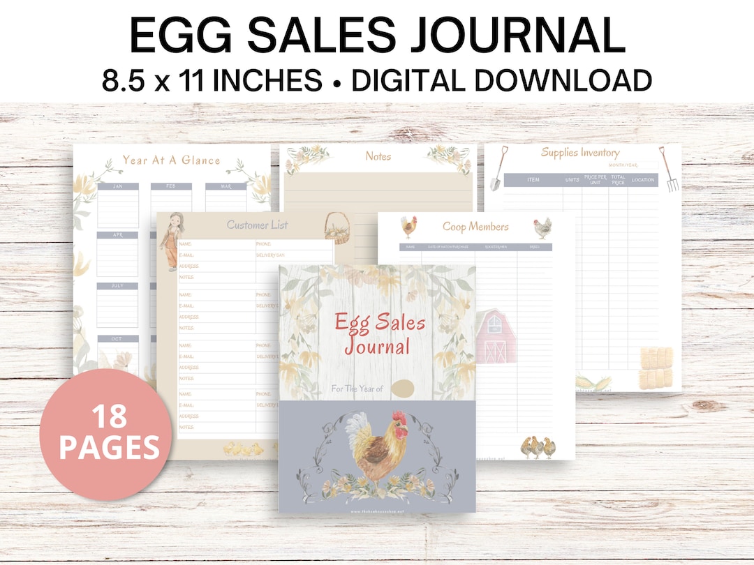 Printable Egg Sales Journal - Farm Life Planner - Egg Tracker ...