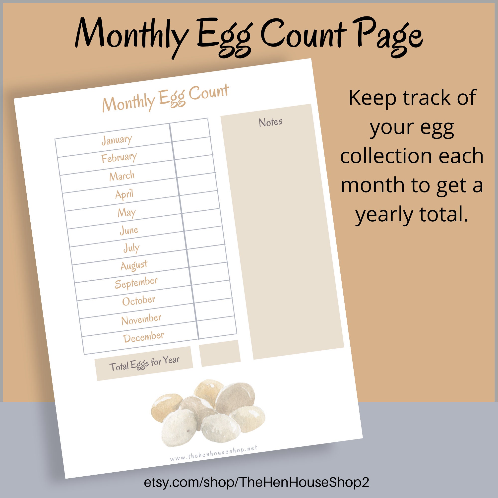 Printable Egg Tracker Pages Record Keeping Egg Management Writing Page ...
