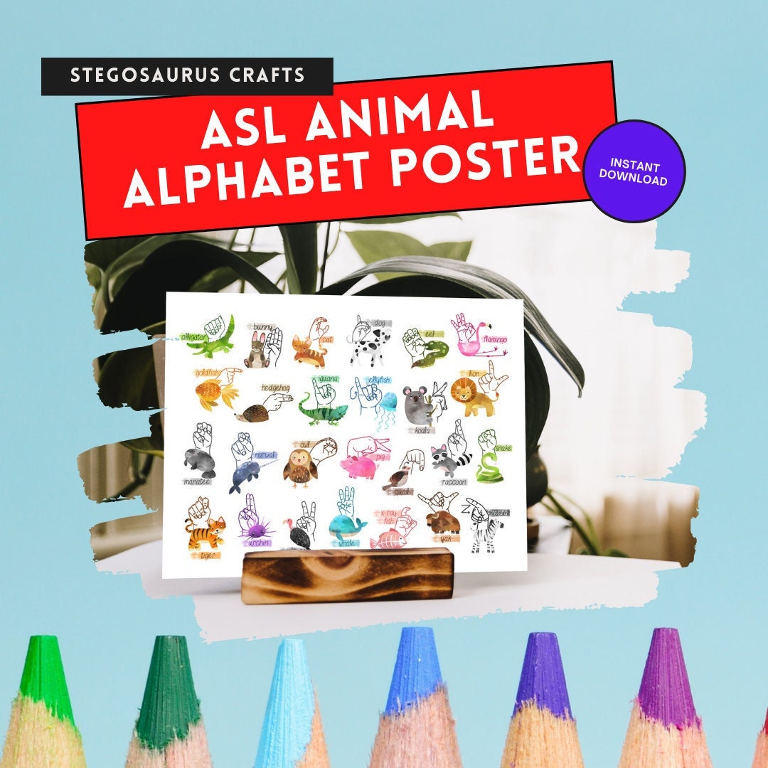ASL Alphabet Animal Poster Digital INSTANT Download - Etsy