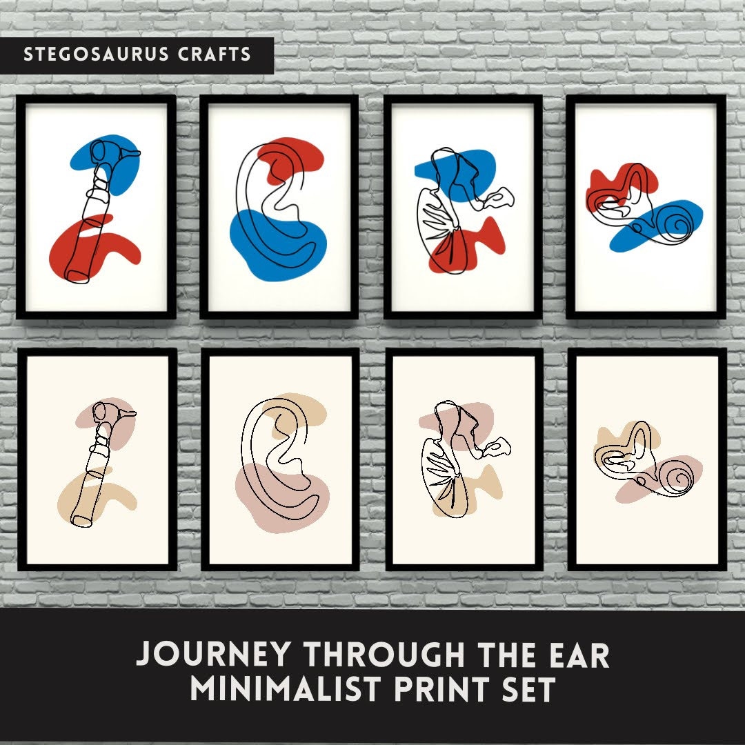 Journey Through the Ear Minimalist Audiology Drawing Prints Otoscope ...