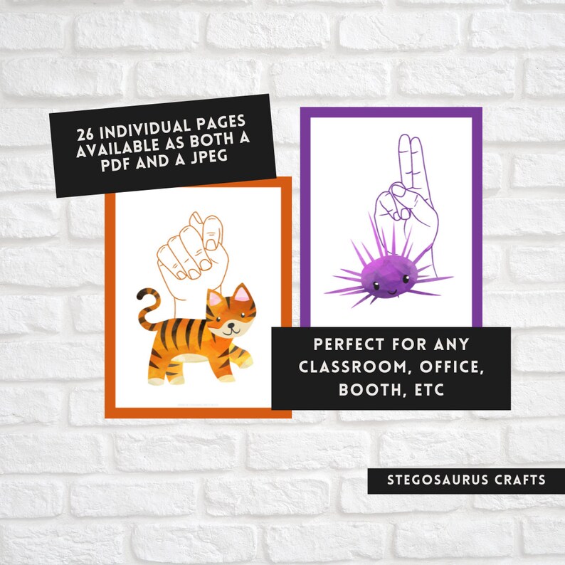 ASL Animal Alphabet Classroom/office Posters - INSTANT DOWNLOAD - Etsy