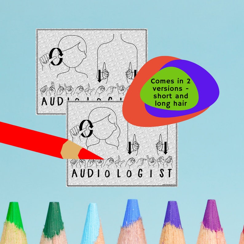 Audiologist ASL Signs Coloring Sheet - INSTANT DOWNLOAD - Etsy