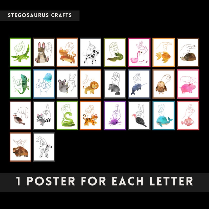 ASL Animal Alphabet Classroom/office Posters - INSTANT DOWNLOAD - Etsy