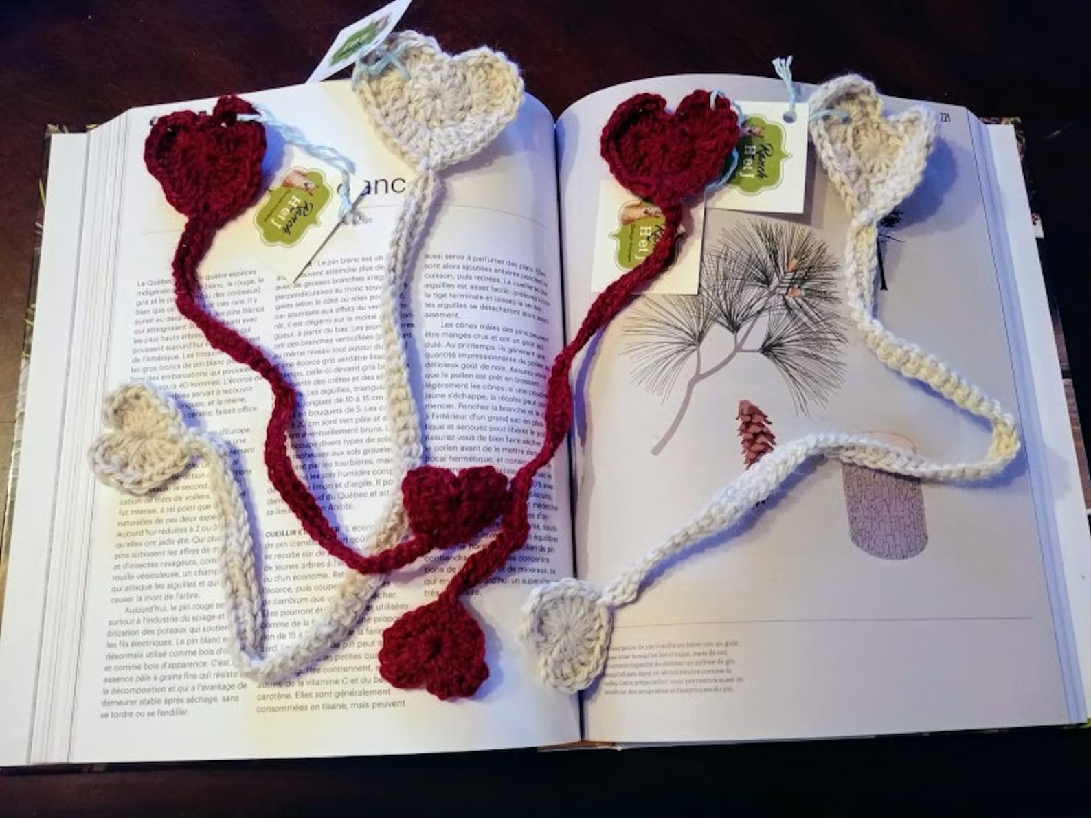 Signet au crochet signet double coeur signet écologique - Etsy Italia