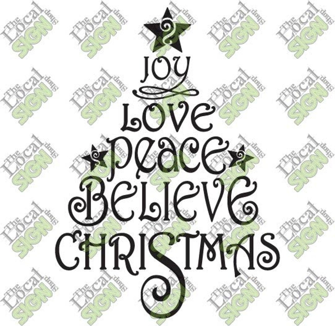 Vector - Joy Love Peace Believe Christmas Tree - Digital Download - Etsy