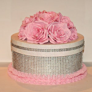 Pink and Silver "bling" Gift Box, Pink Handmade Rose Gift Box ...