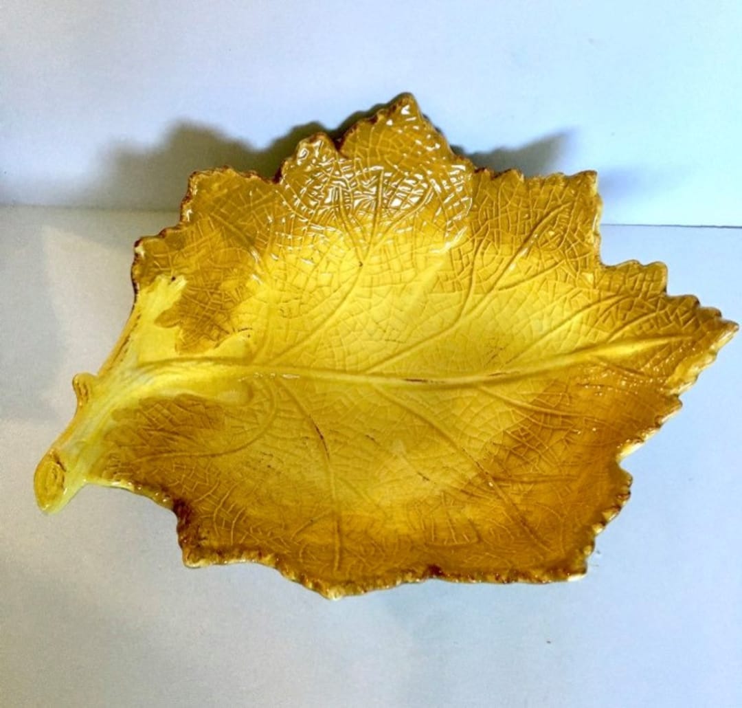 Laurie Gates Yellow Leaf Serving Bowl: Coronado Collection Ceramic Dish ...