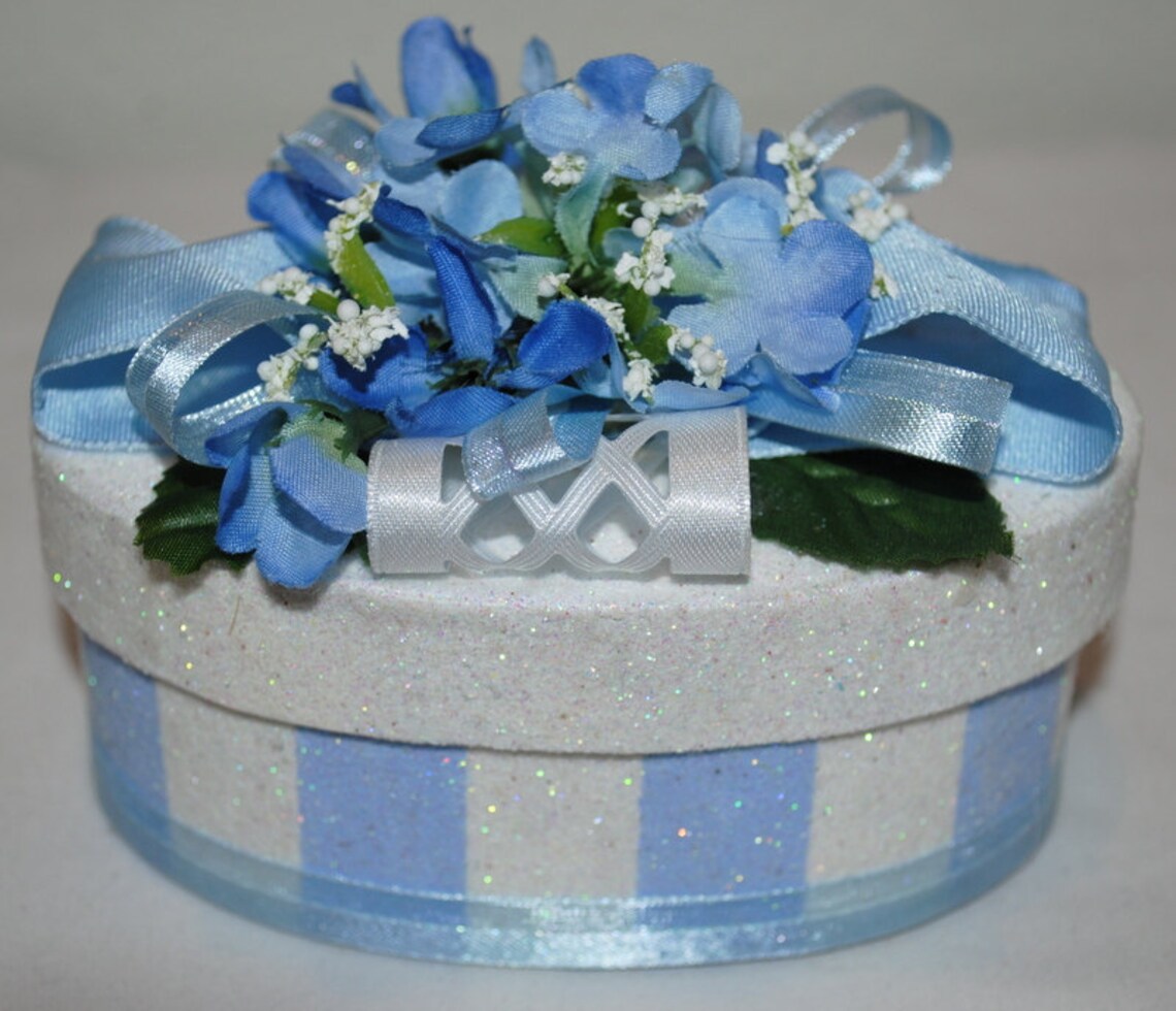 Blue and White Striped Gift Box Keepsake Box Decrated Box - Etsy
