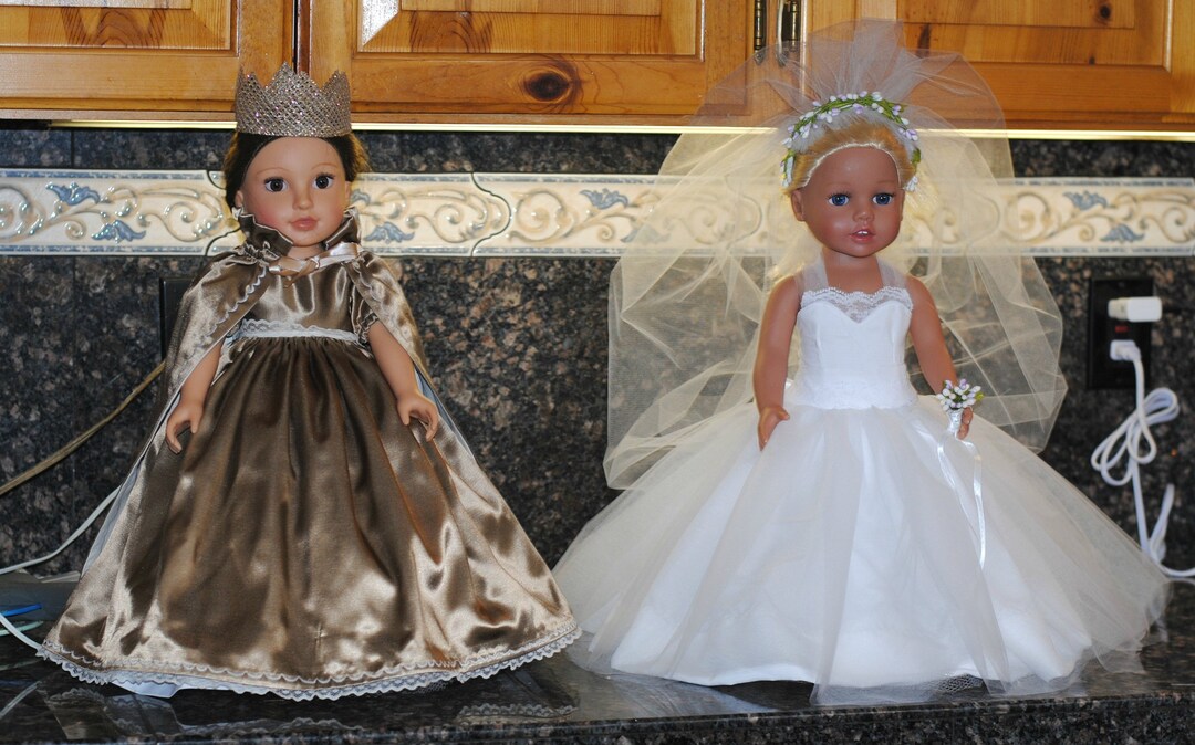 Princess Doll Gown, OOAK Heavy Satin Gown With Full Skirt, Regal Cape ...