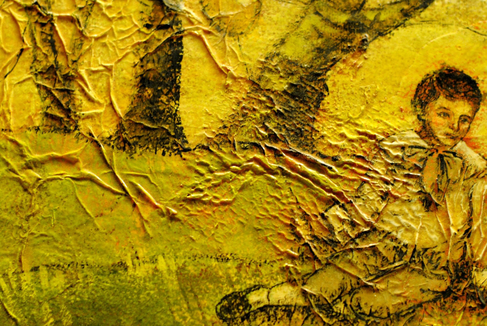 Vintage Mixed Medium Painting Signed Original Art of Boy and - Etsy