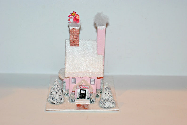 Pink Christmas Glitter House Handmade Sparkly Paper House - Etsy