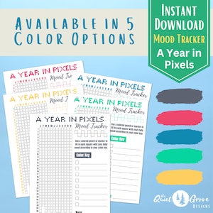 A Year in Pixels Mood Tracker Printable, Yearly Mood Tracker, Planner ...