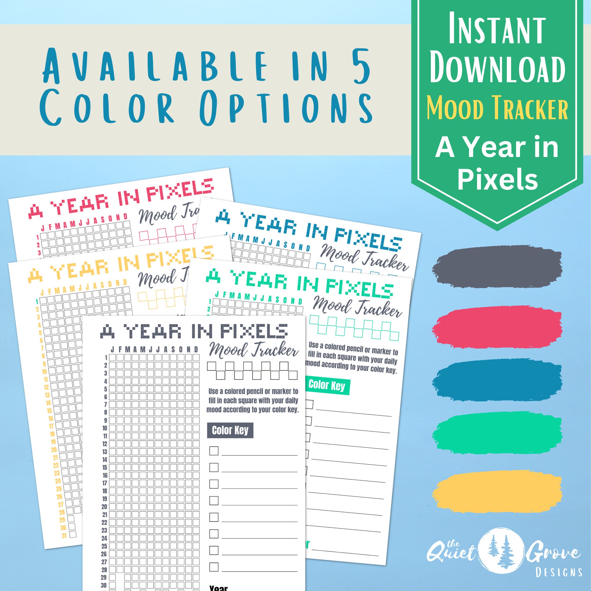 A Year in Pixels Mood Tracker Printable Yearly Mood Tracker - Etsy