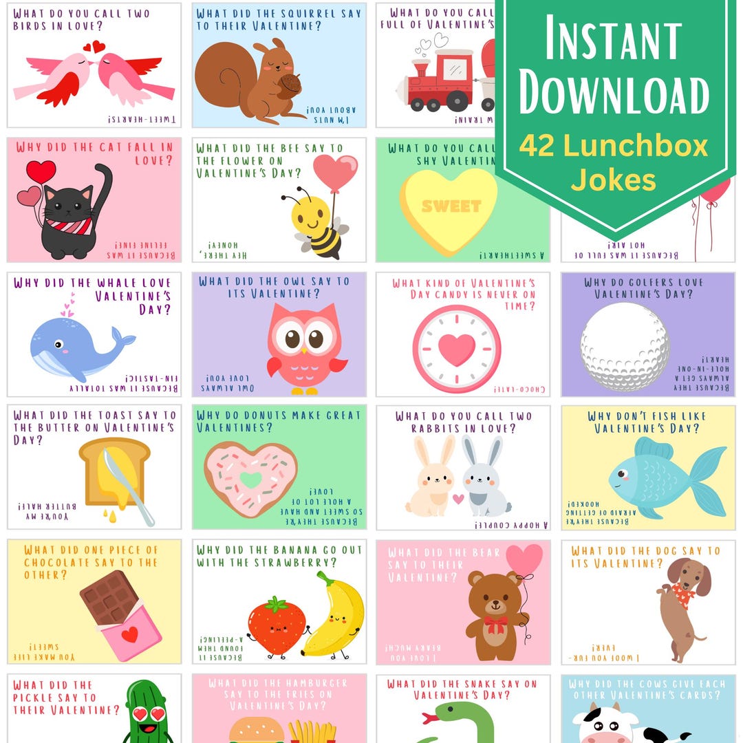 42 Valentine Lunchbox Jokes for Kids, Printable Lunchbox Jokes, and ...