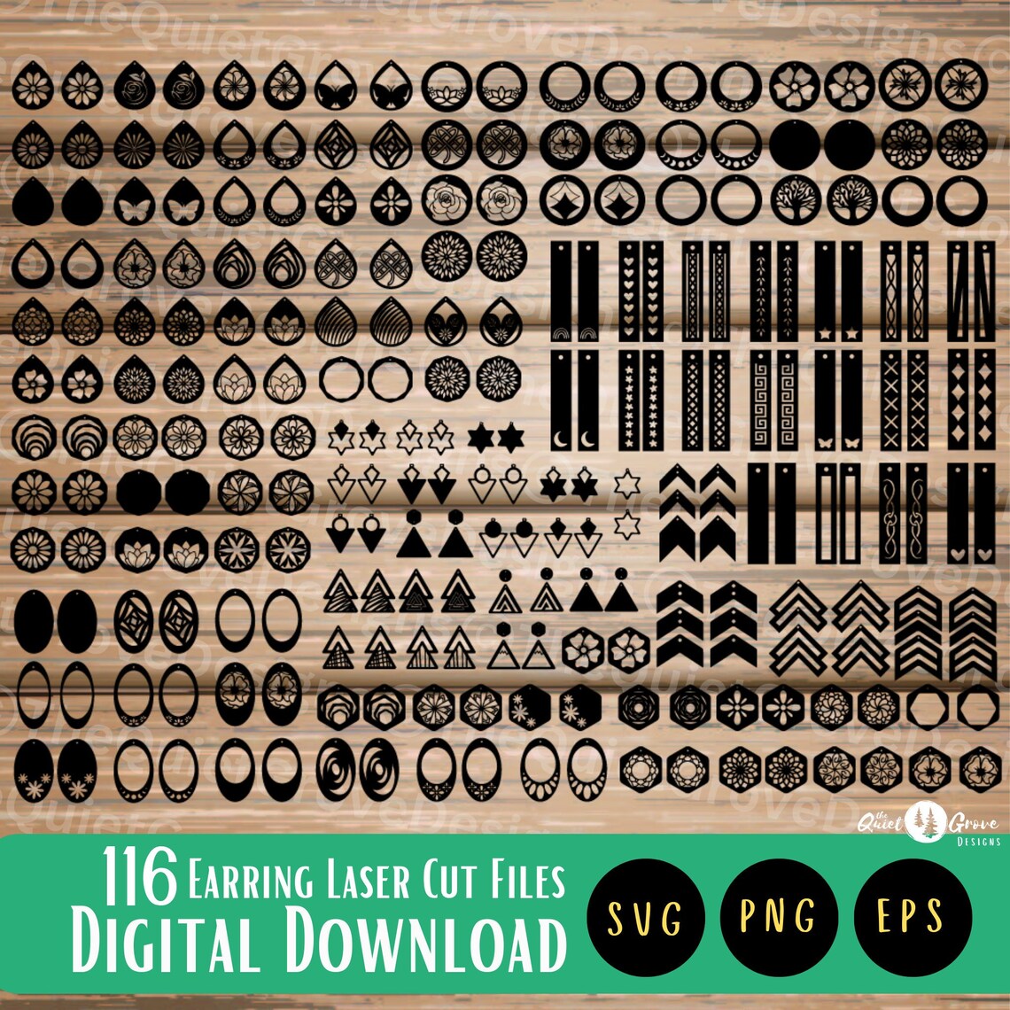 116 Earring Laser Cut SVG File Bundle, Lazer Cut Earrings Files ...