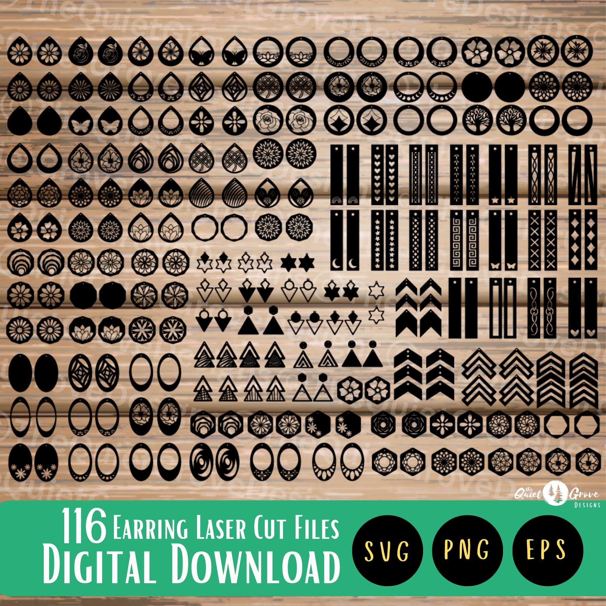 116 Earring Laser Cut SVG File Bundle, Lazer Cut Earrings Files ...