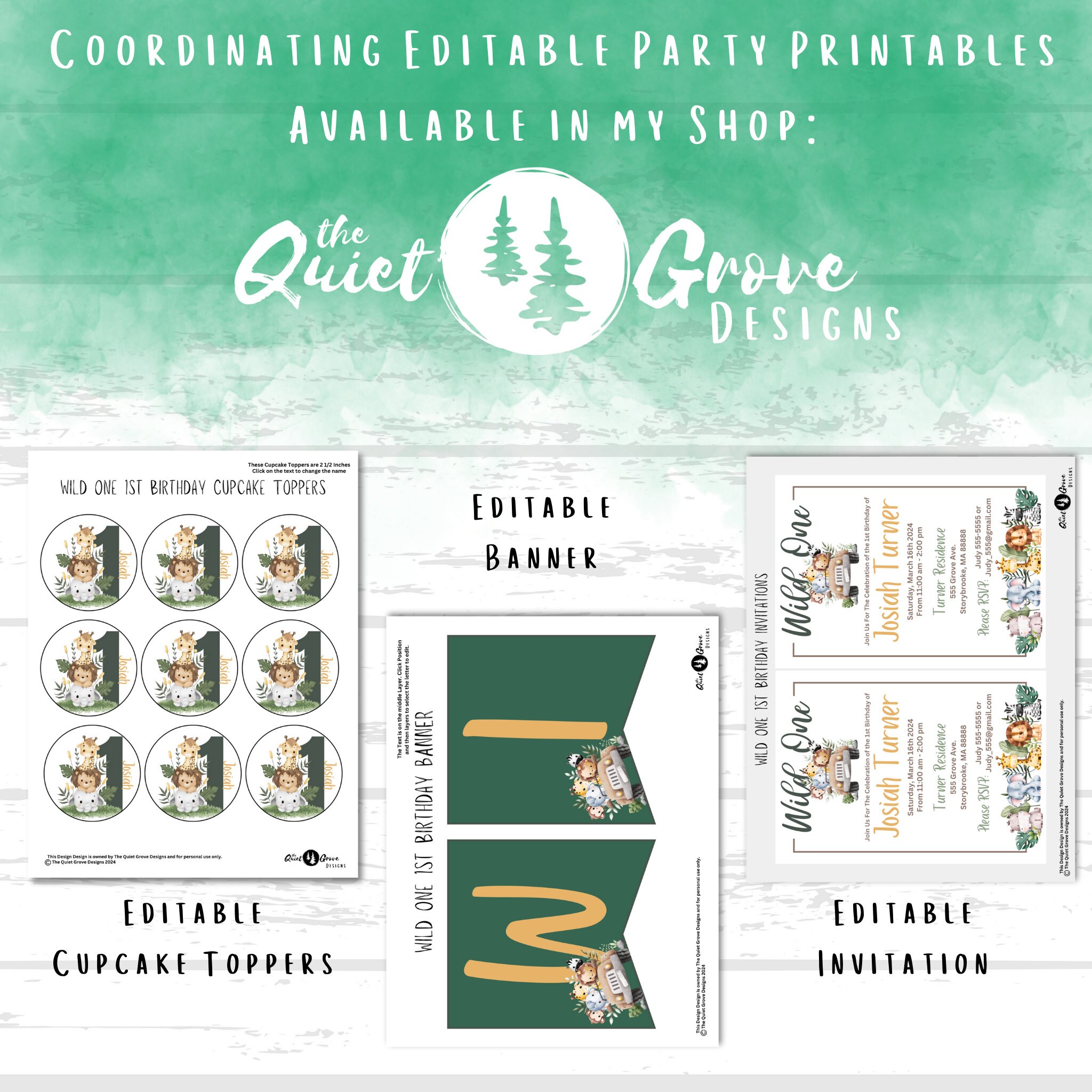 Editable, Wild One Food Card Printable, Name Card Printable, Edit in ...