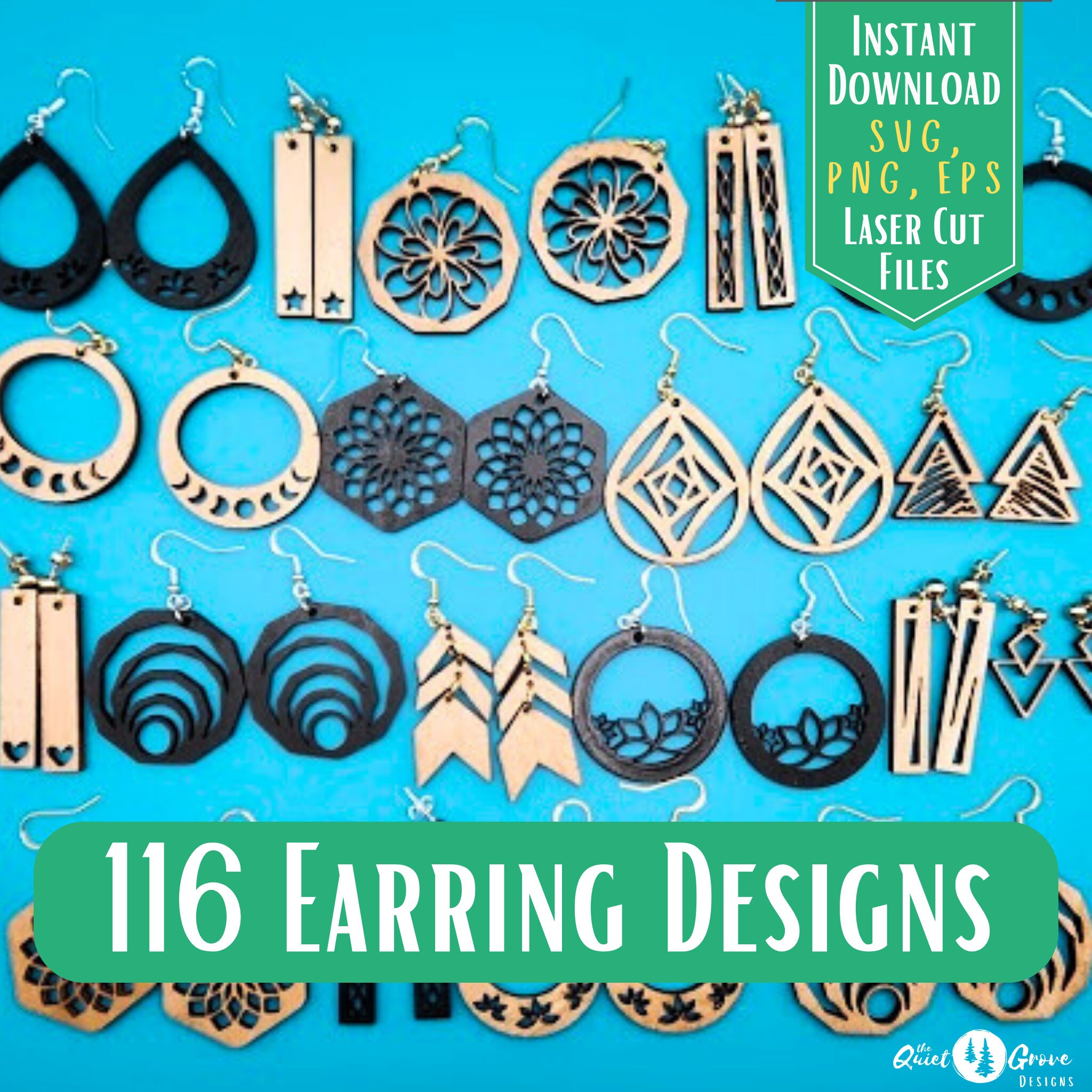 116 Earring Laser Cut SVG File Bundle, Lazer Cut Earrings Files ...
