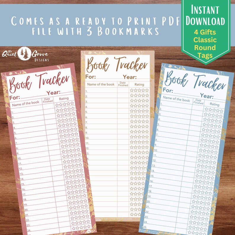 Book Tracker Printable Bookmark Instant Download Reading - Etsy