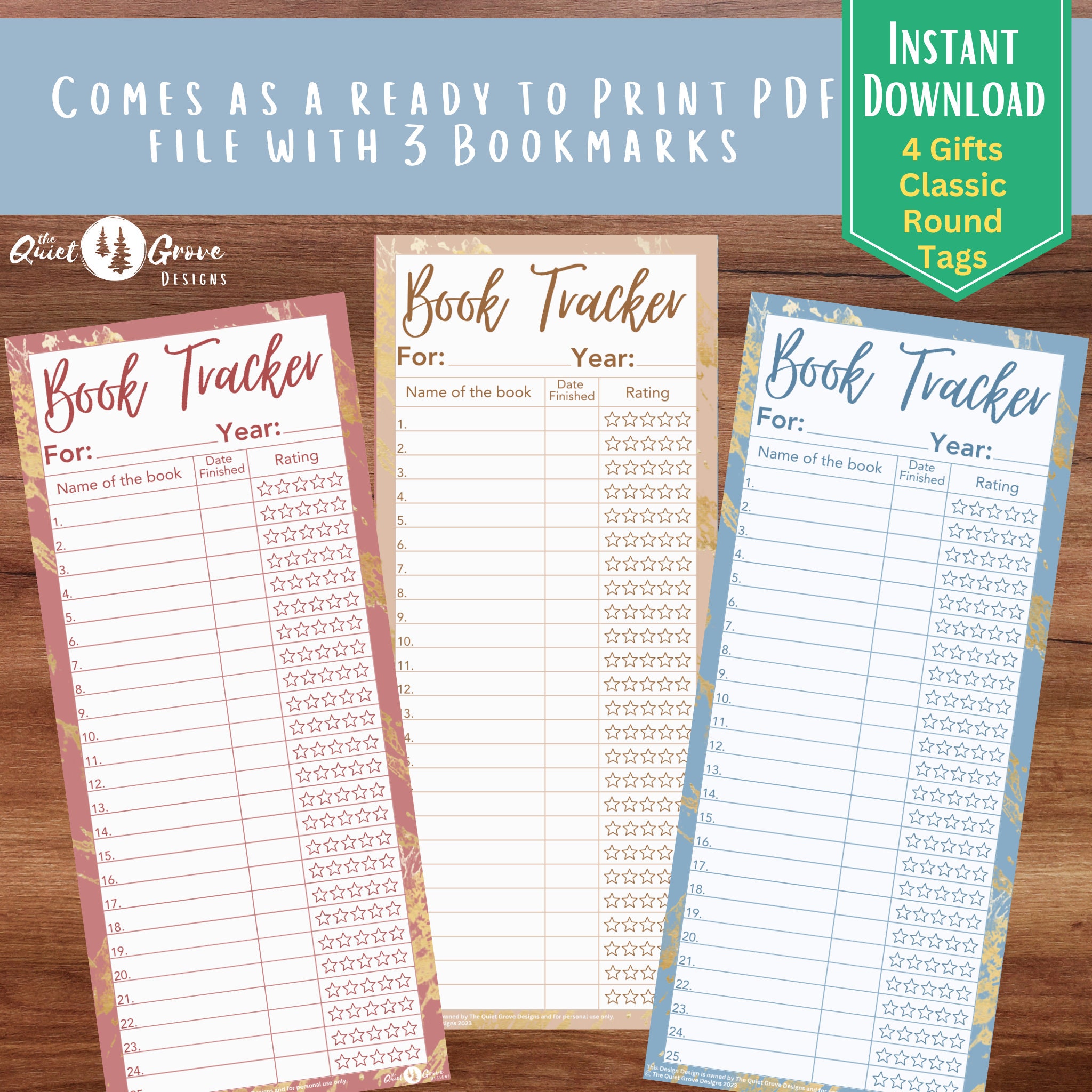 Book Tracker Printable Bookmark Instant Download Reading - Etsy