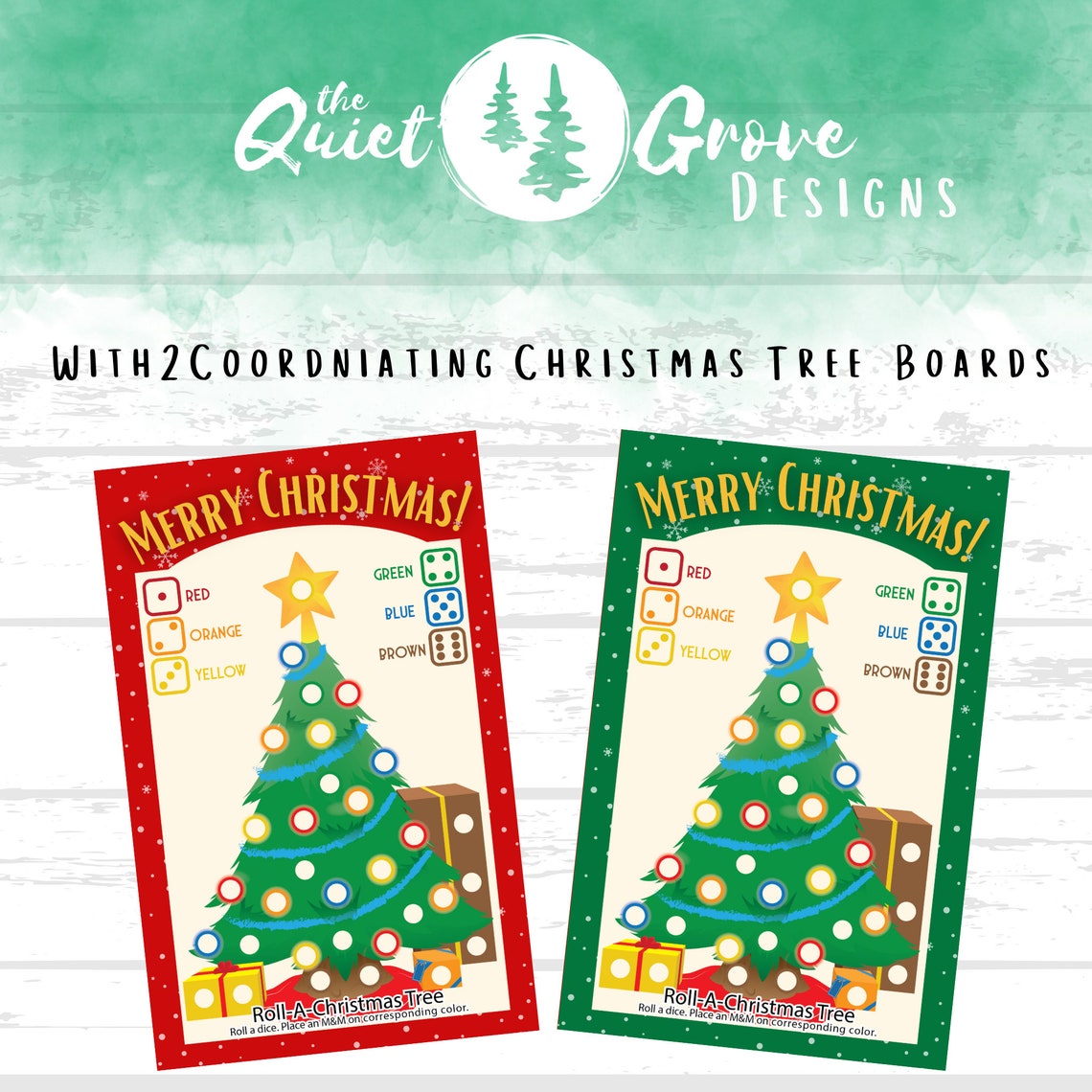 Roll-a-christmas Tree Printable Dice Game, Kid's Christmas Game ...
