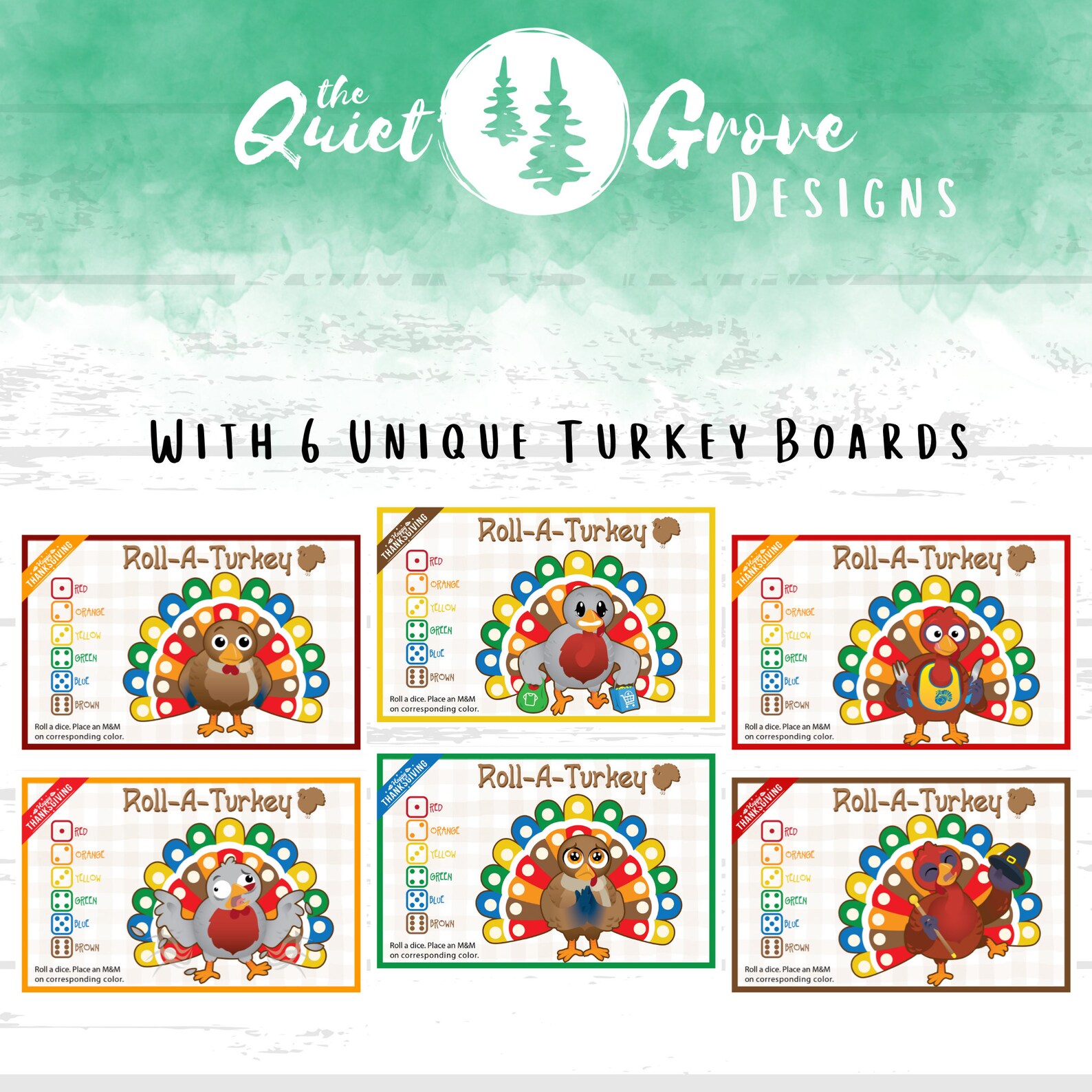 Roll a Turkey Printable Dice Game, Thanksgiving Game, Kids Thanksgiving ...