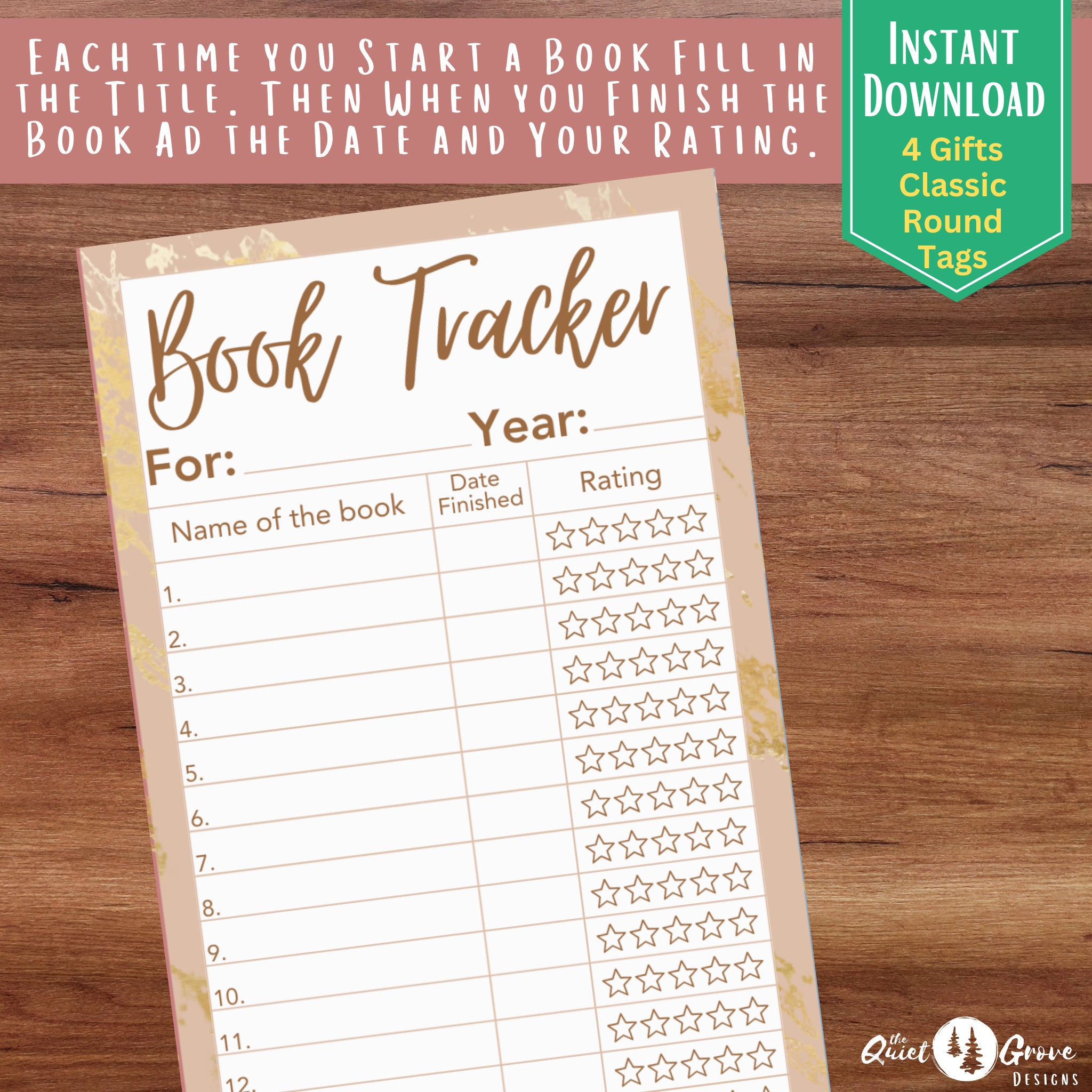 Book Tracker Printable Bookmark Instant Download Reading - Etsy