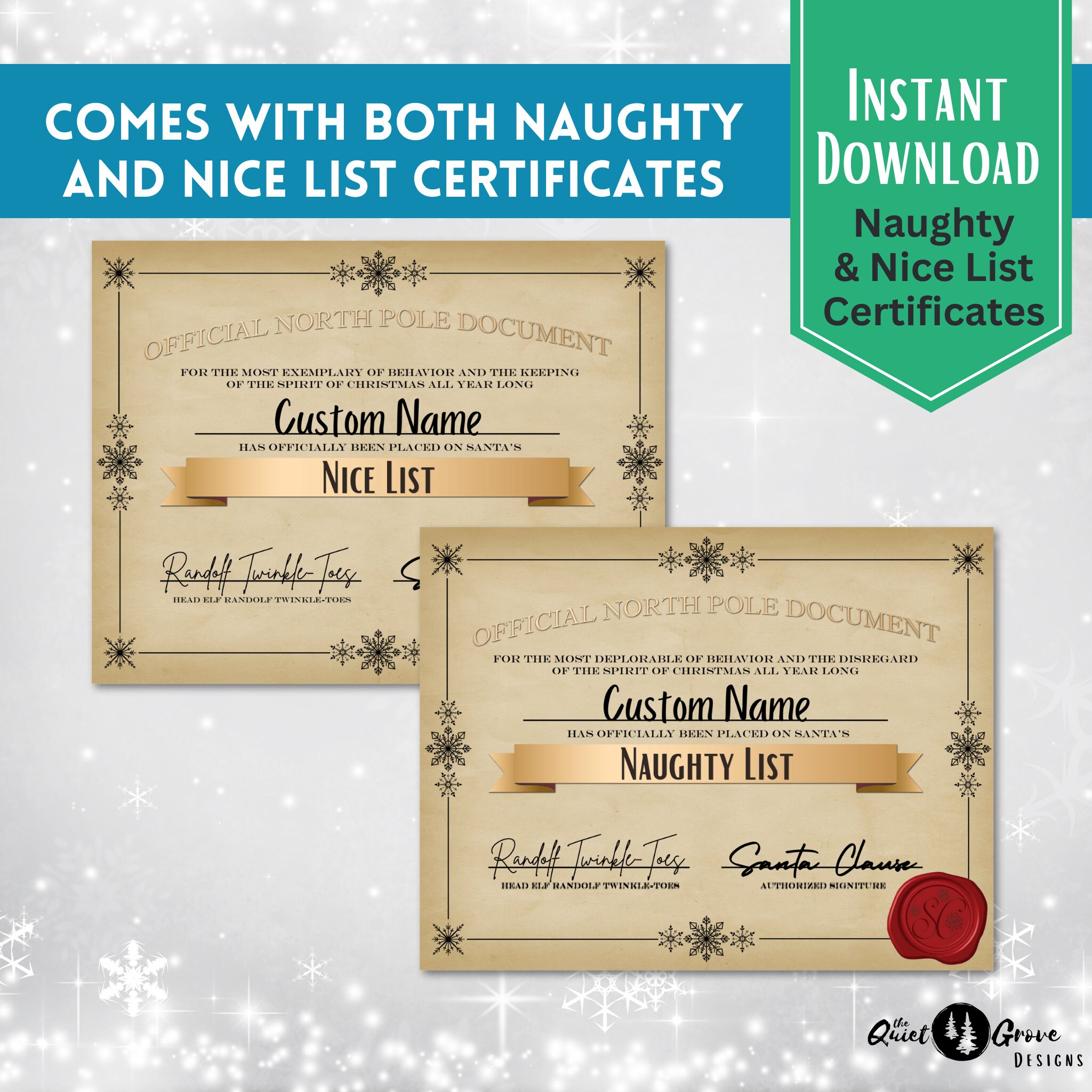 Editable Santa's Naughty/nice List Certificates, Personalized Christmas ...