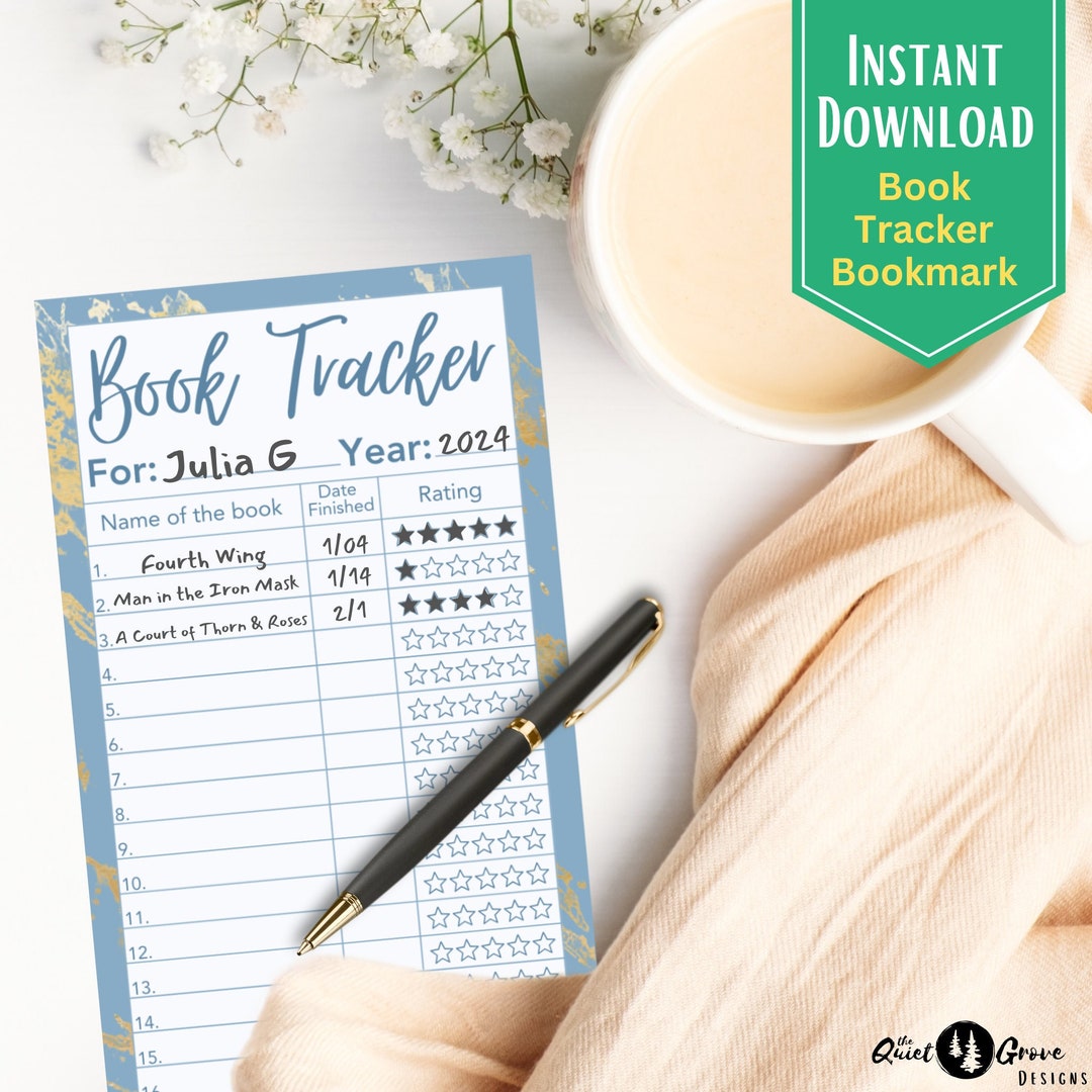 Book Tracker Printable Bookmark, Instant Download, Reading Tracker ...